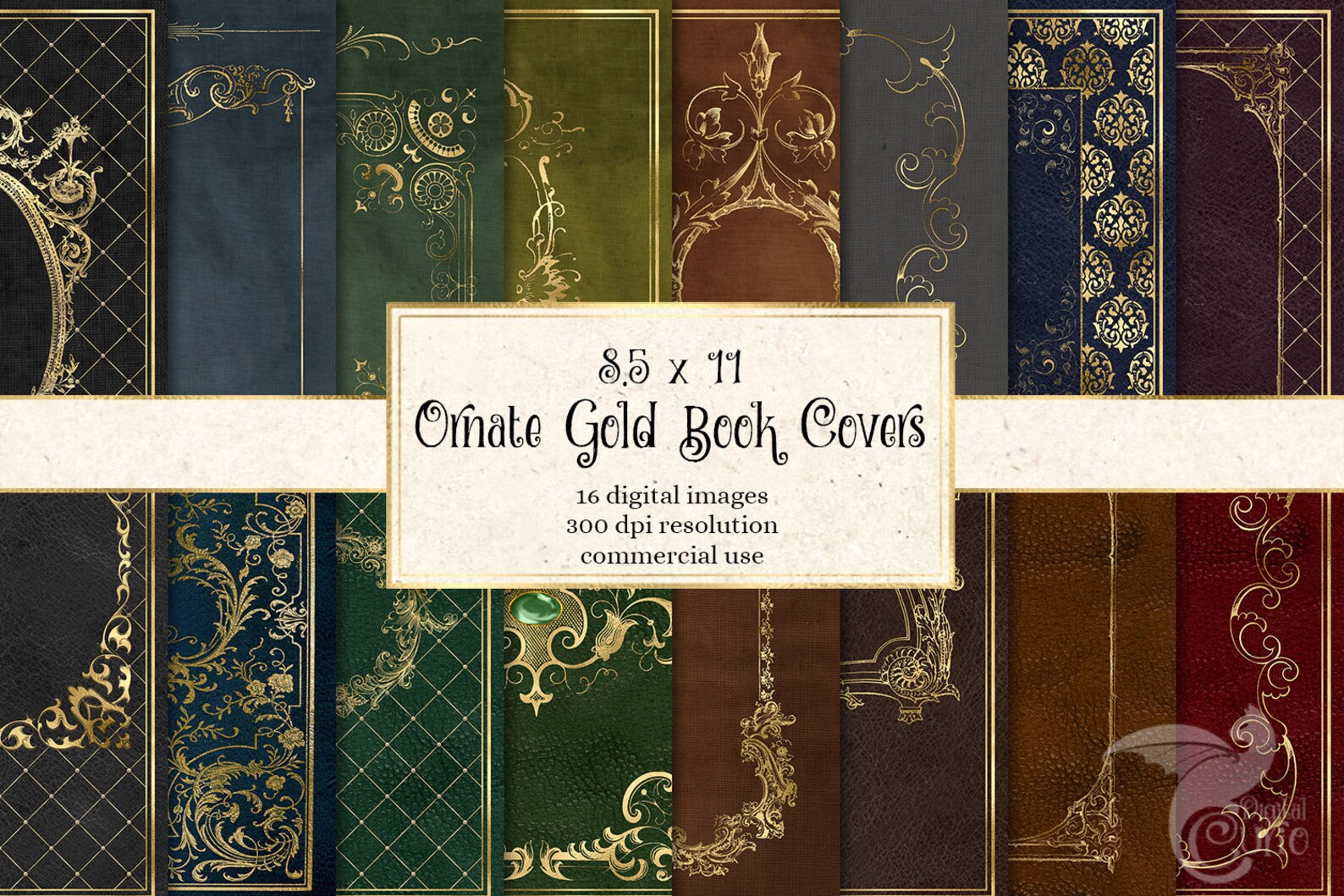 Ornate Gold Book Covers Printable Decorative Gilded Book | Etsy