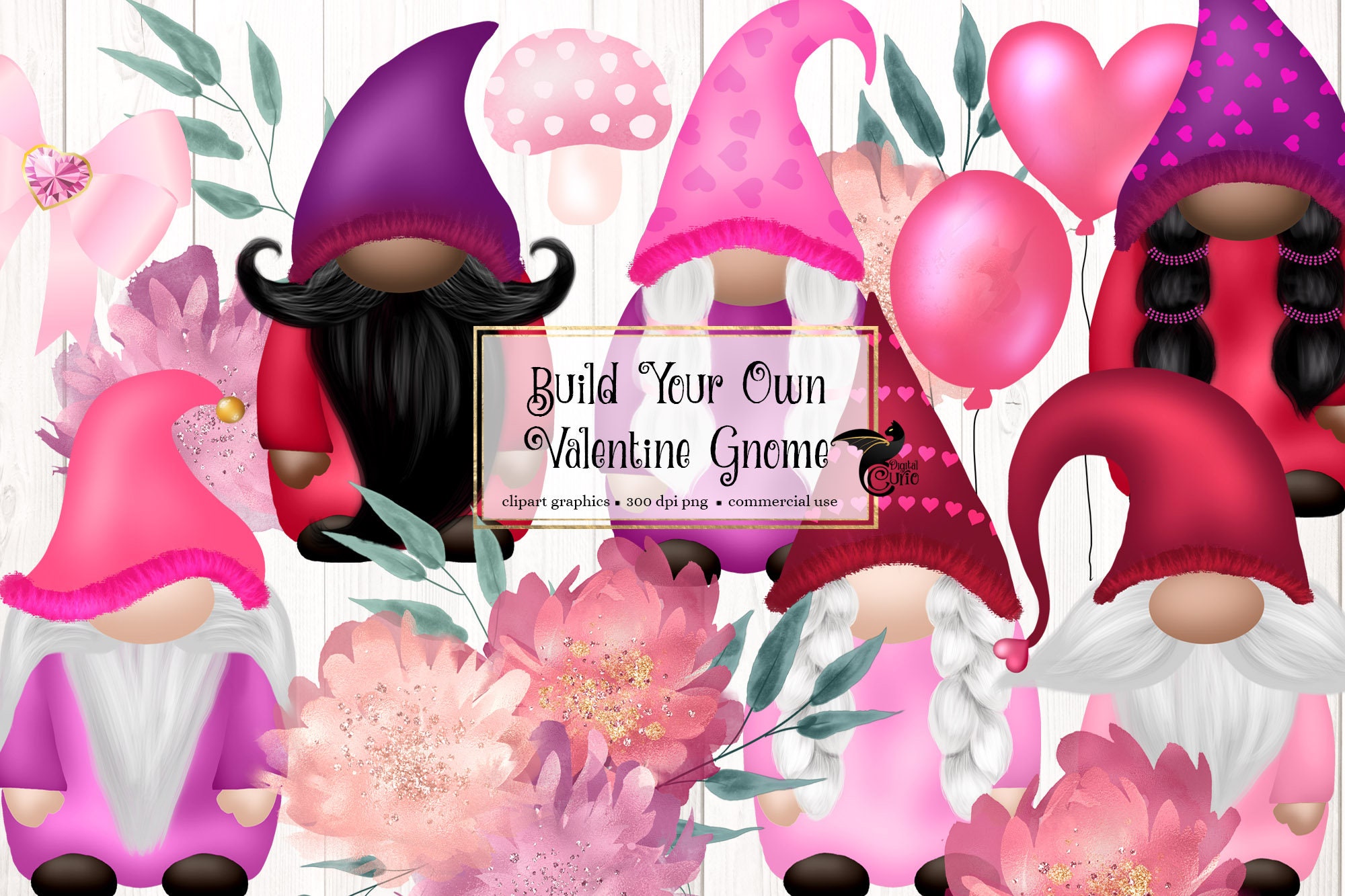 Valentine Gnome Clip Art – DIY PNG Graphics (digital Download) - Etsy