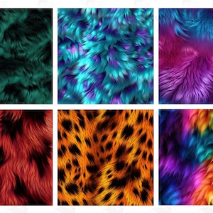 Monster Fur Digital Paper, Seamless Faux Fur Monster Pelt Textures ...