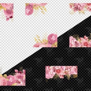 5x7 Pink and Gold Floral Overlays for Invitations, Planners, Journal ...