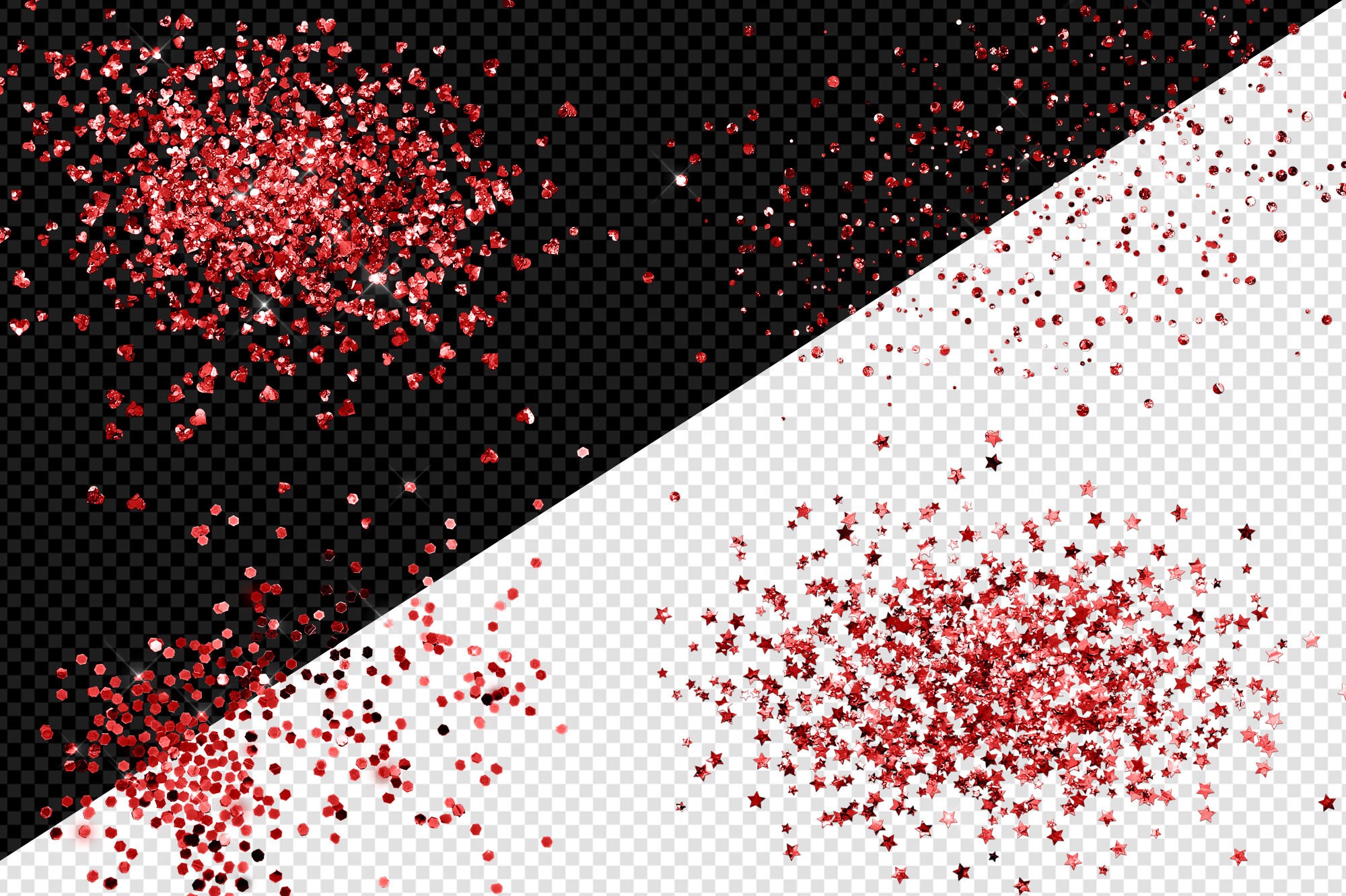 Red Glitter Clipart Overlays Digital Instant Download - Etsy