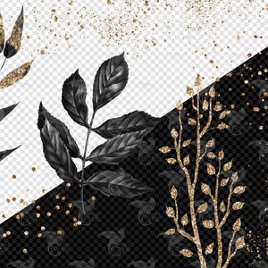 Black and Gold Glam Rose Clip Art Digital Instant Download | Etsy