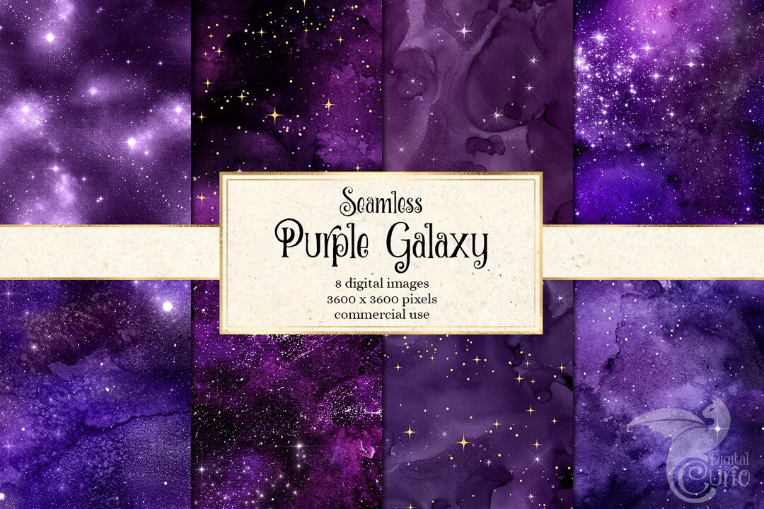 Purple Galaxy Digital Paper - Seamless Watercolor Textures With Gold ...