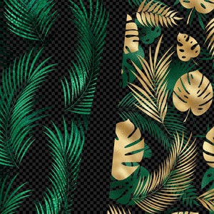 Tropical Leaf Pattern Overlays - Digital Graphics in PNG Format Instant ...