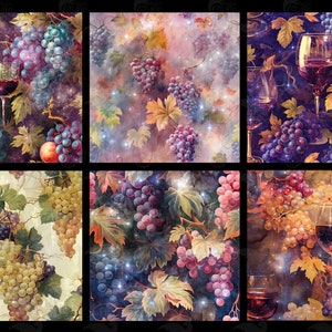 Fantasy Wine Grapes Digital Paper, Seamless Printable Textures (digital ...