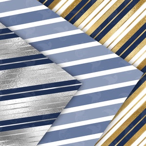 Blue Christmas Stripes Digital Paper - Seamless Navy Blue Christmas ...