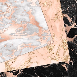 Rose Gold Marble Digital Paper, Seamless Marble Textures in Blush Pink ...