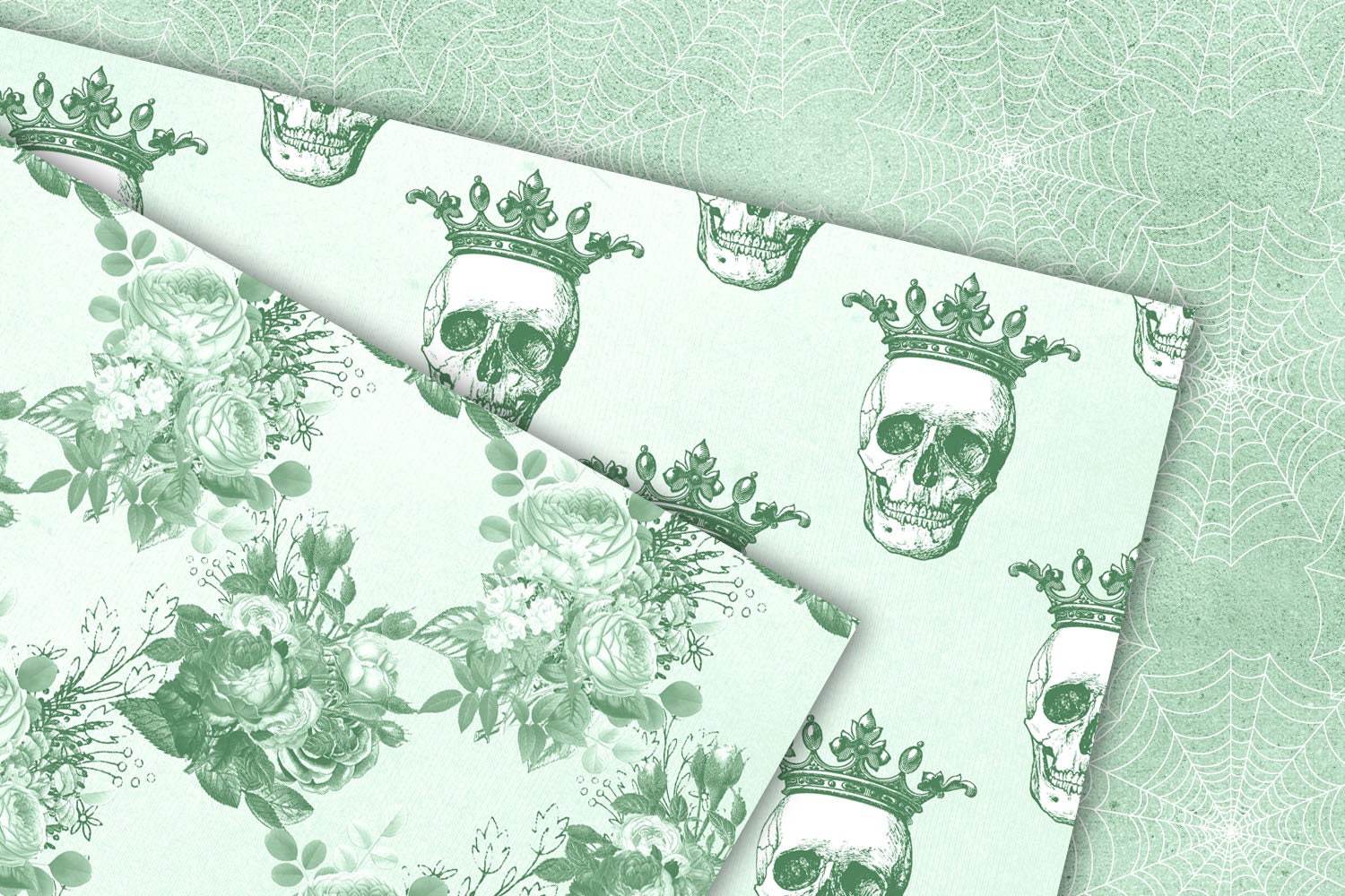 Pastel Gothic Digital Paper, Seamless Skulls, Florals (digital Download ...