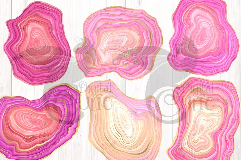 Watercolor Pink Agate Clipart Agate and Geode Digital Graphic - Etsy