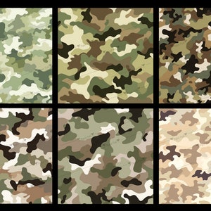 Camouflage Digital Paper, Seamless Military Camo Patterns, Instant ...
