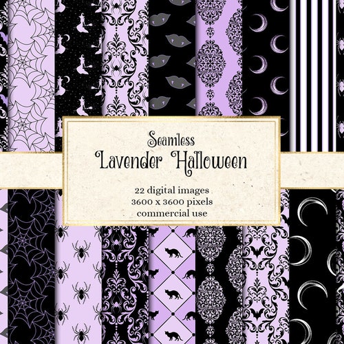 Black and Silver Halloween Digital Paper Seamless Witch and - Etsy