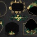 Black and Gold Tropical Frames Clip Art – Emerald Green Leaves (digital ...