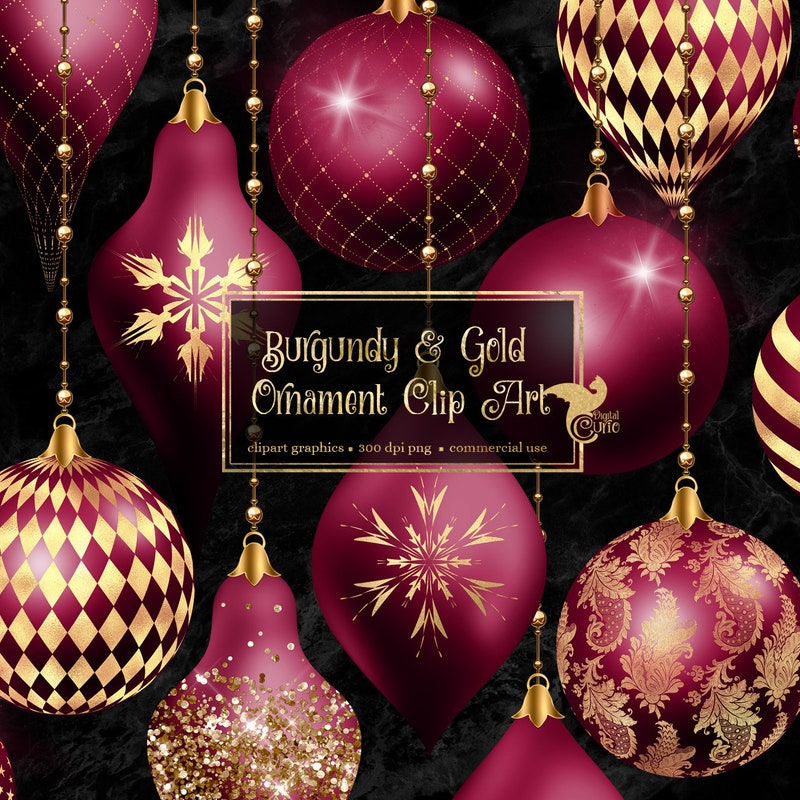 Christmas Ornaments Burgundy - Etsy
