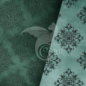Teal Gothic Damask Digital Paper - Vintage Antique Grunge Textures With ...