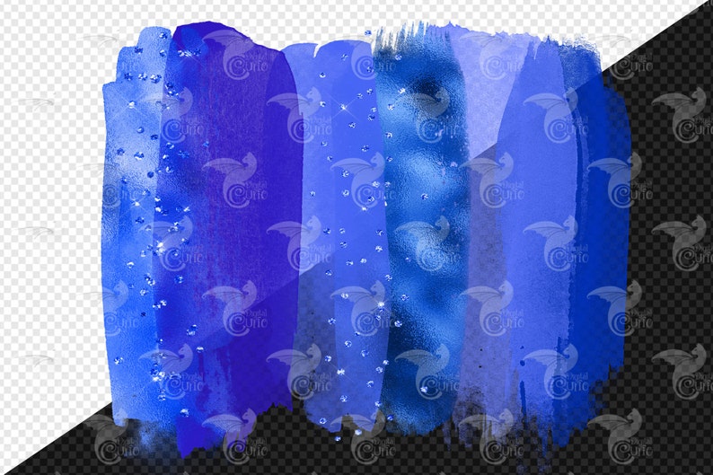 Royal Blue Brush Strokes Clipart Autumn Glitter Watercolor - Etsy