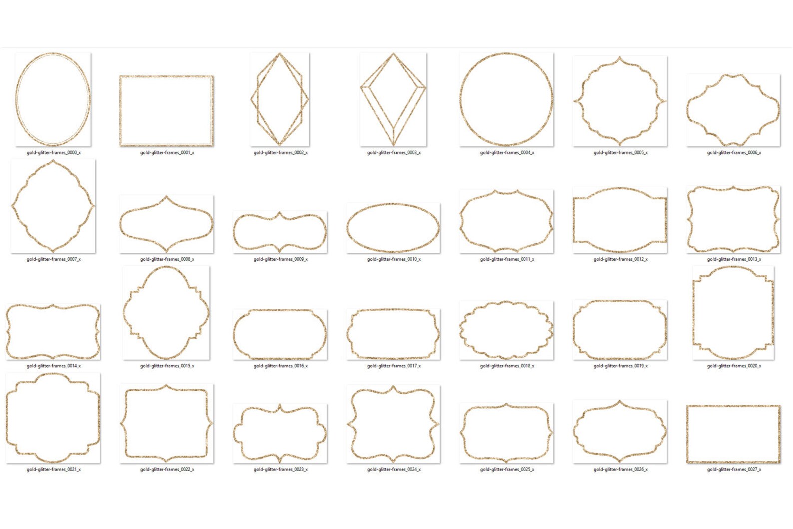 Gold Glitter Frames Clip Art, Sparkling PNG Graphics (commercial Use ...
