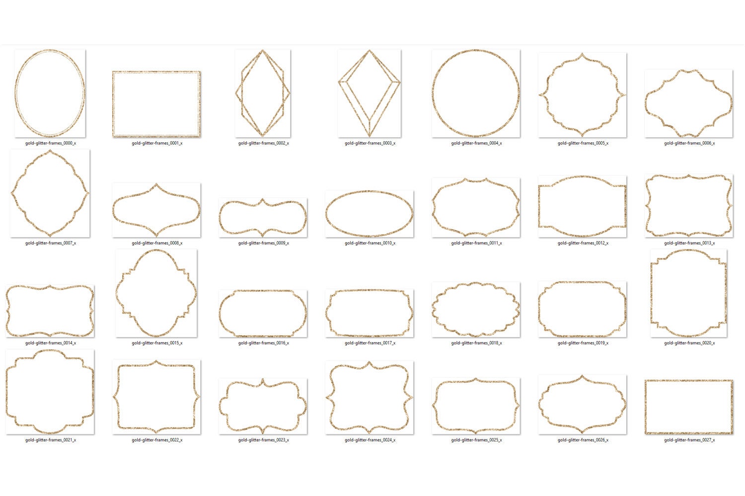 Gold Glitter Frames Clipart Sparkling Frame Clip Art Graphics - Etsy India