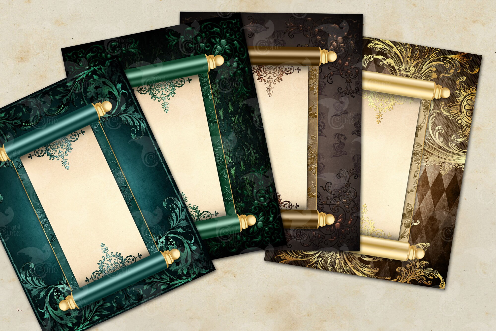 Ornate Scroll Backgrounds Printable Digital Paper Fantasy - Etsy