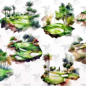 Watercolor Golf Clipart - Springtime Cute Golf Clip Art Graphics in PNG ...