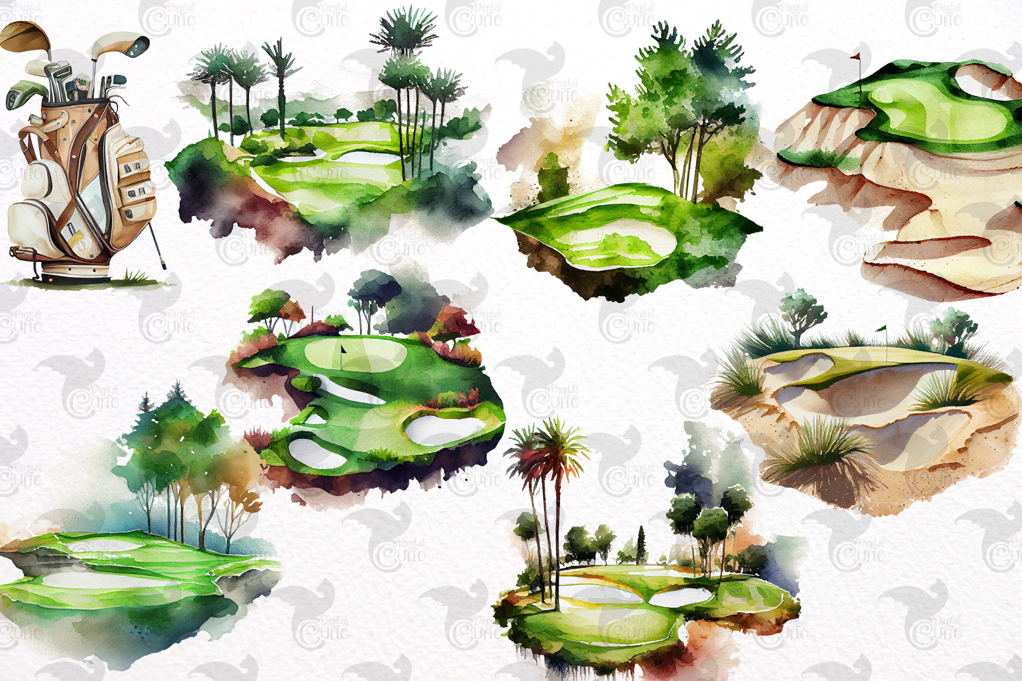 Watercolor Golf Clipart Springtime Cute Golf Clip Art - Etsy UK