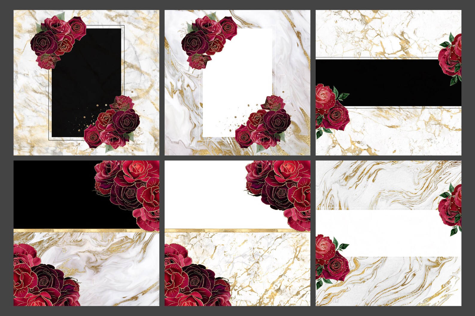 Marble and Rose Backgrounds - Printable Digital Paper Instant Download ...