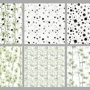 Watercolor Panda Bamboo Digital Paper, Seamless Printable Texture ...