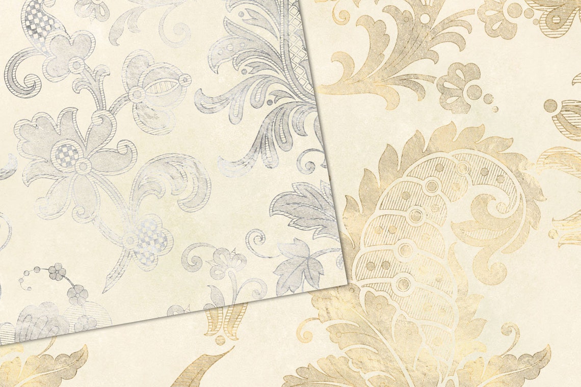 Champagne Floral Velvet Digital Paper, Ivory Wedding Textures (digital ...