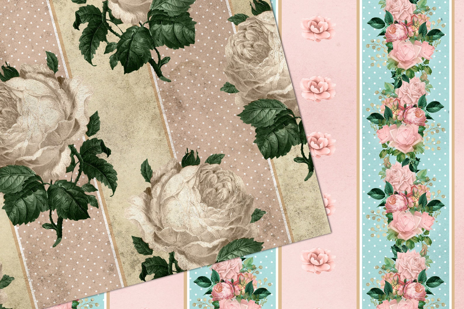Antique Rose Wallpaper Digital Paper Seamless Rose Printable - Etsy