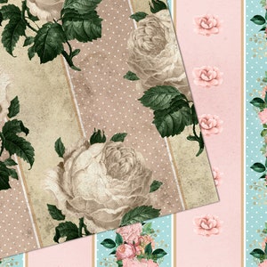 Antique Rose Wallpaper Digital Paper, Seamless Rose Printable Scrapbook ...