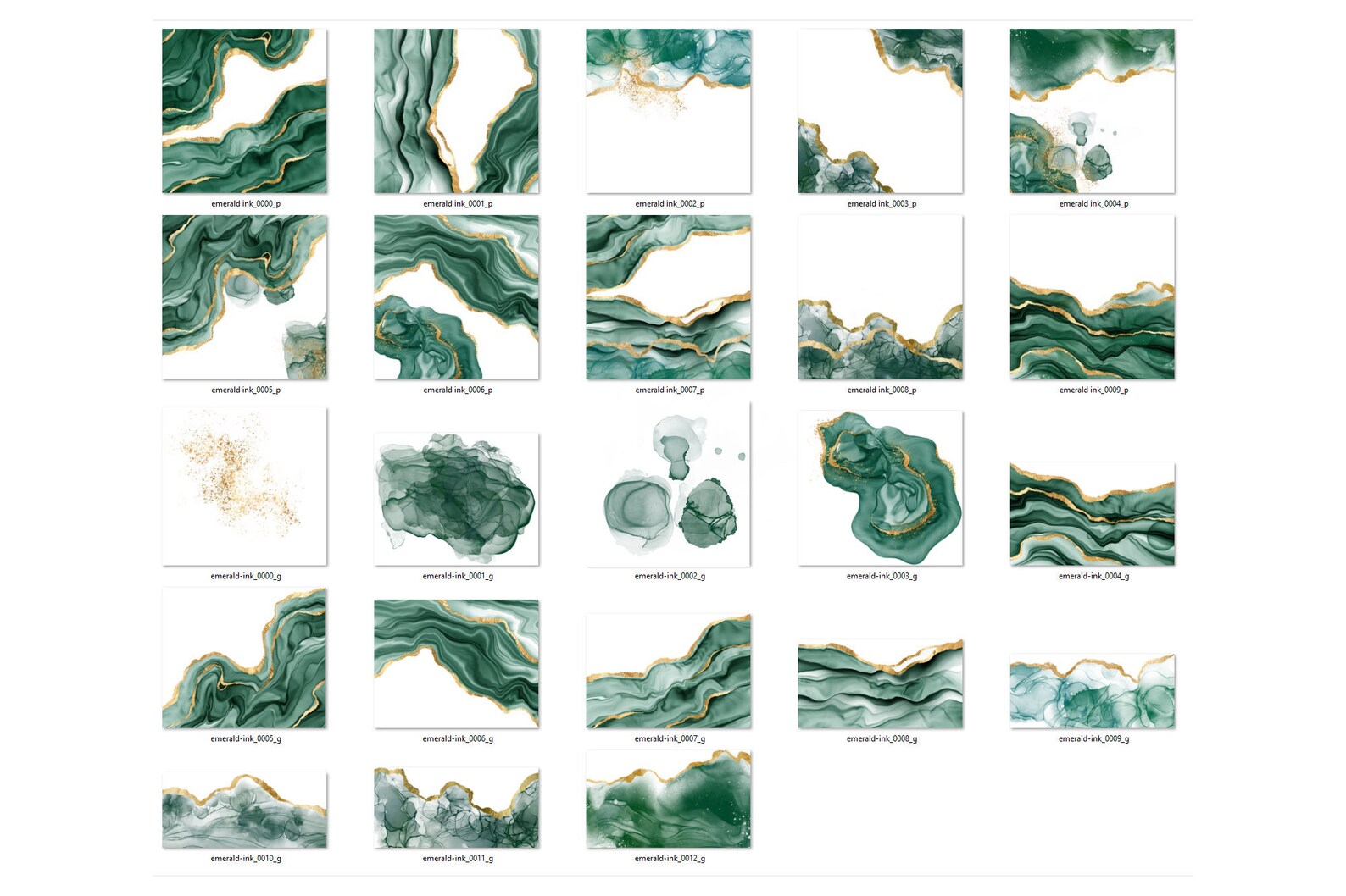 Emerald Ink Digital Paper and Border Overlays With Gold Foil - Etsy