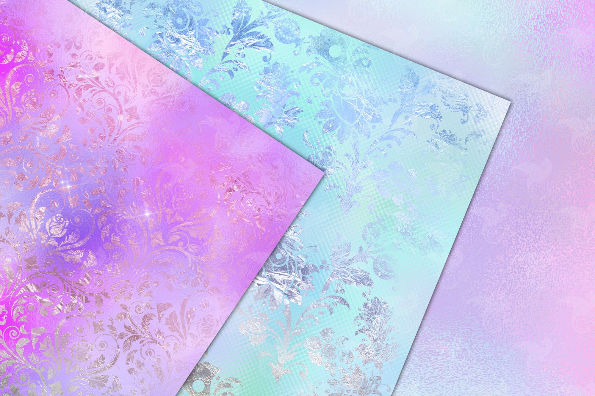 Frosted Iridescent Digital Paper Shimmering Rainbow Foil and - Etsy