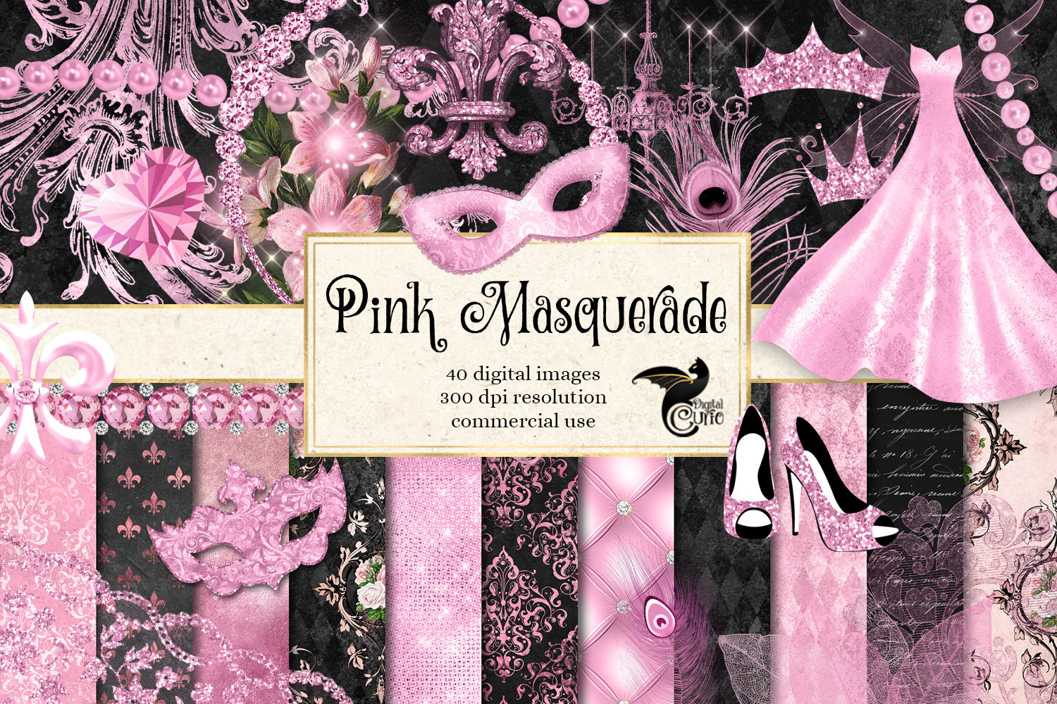 Masquerade Clip Art Pink