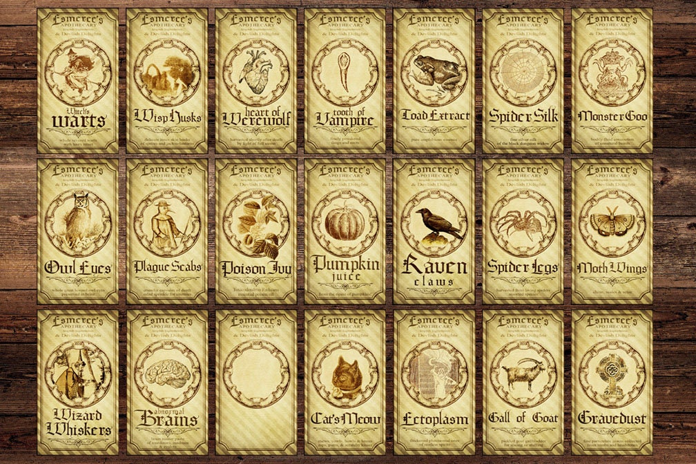 Halloween Apothecary Labels Magic Potion Ingredient Labels | Etsy