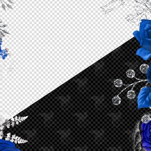 Royal Blue Floral Overlays, Silver Vintage Flower Clip Art (digital ...