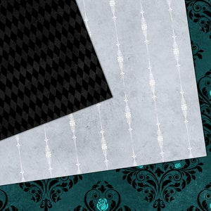 Gothic Teal Rose Digital Paper, Seamless Floral Patterns (digital ...