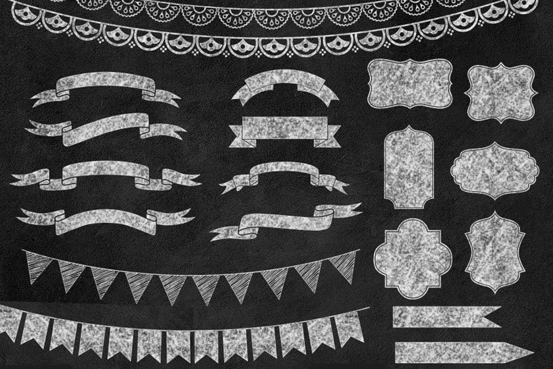 Chalkboard Banners, Flags, Labels, Frames, Bunting Banner Clipart Clip ...