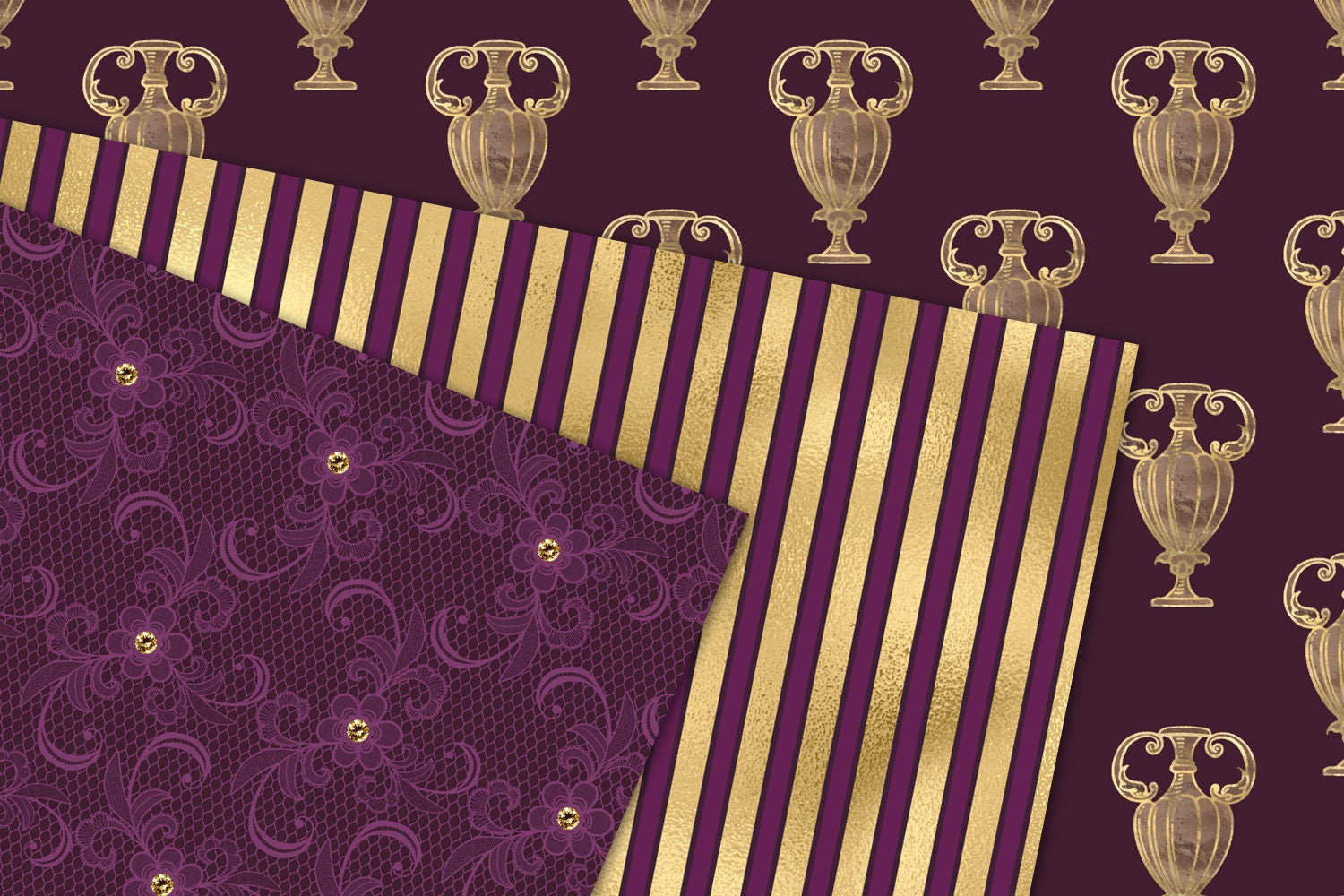 Victorian Purple and Gold Digital Paper Ornate Seamless | Etsy