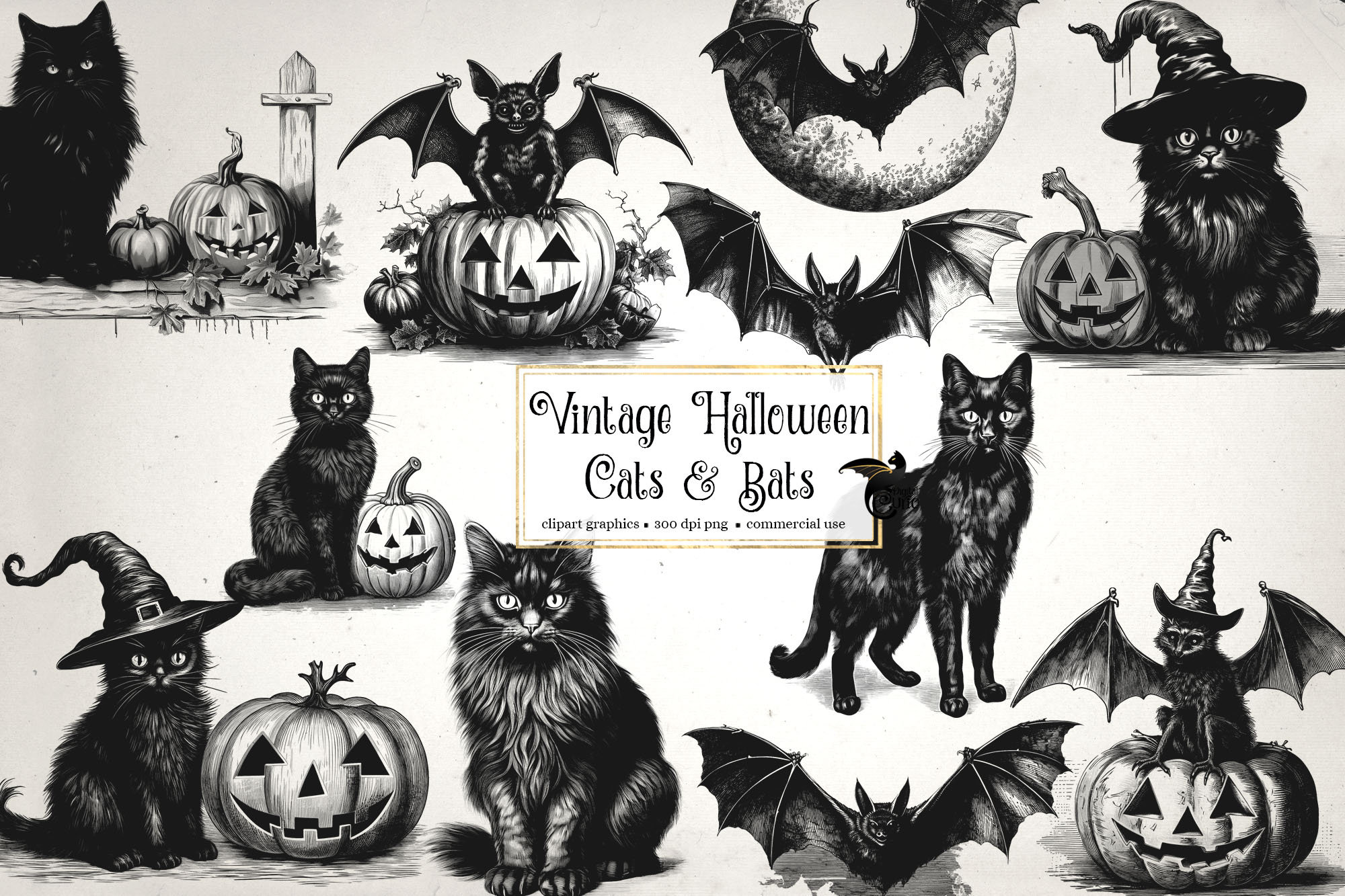 Halloween Cat Clip Art Black And White