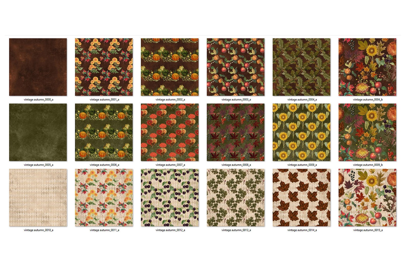 Vintage Autumn Digital Paper Seamless Fall Patterns Printable Scrapbook ...
