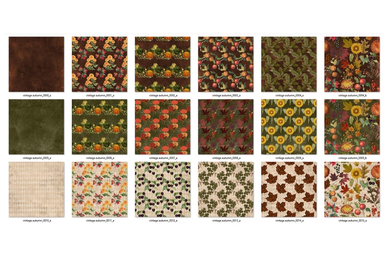 Vintage Autumn Digital Paper Seamless Fall Patterns - Etsy