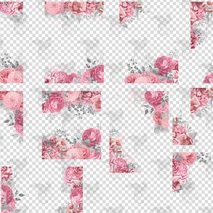 5x7 Pink and Silver Floral Overlays for Invitations, Planners, Journal ...