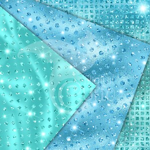 Lagoon Blue Digital Paper, Mermaid Glitter Texture Backgrounds ...