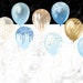 Blue and Gold Balloons Clipart, Glitter and Foil Confetti Party Clipart ...