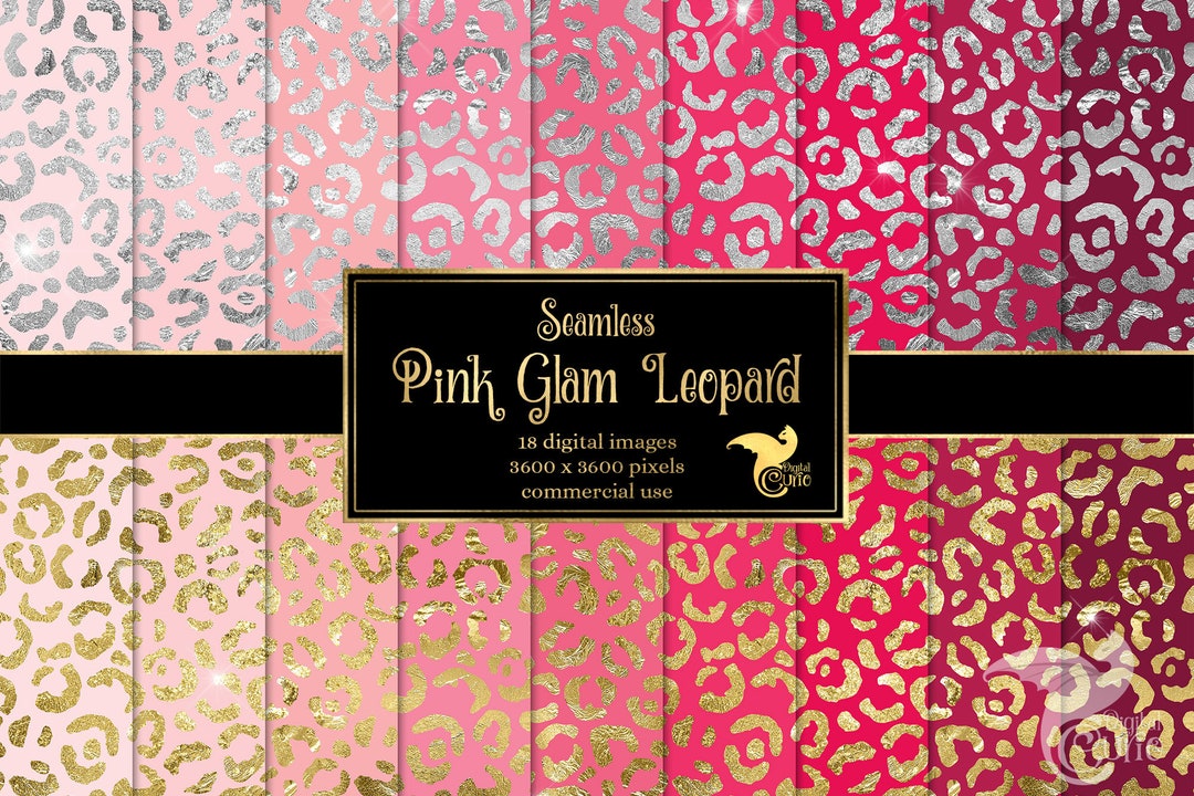 Pink Leopard Print Digital Paper, Gold & Silver Foil (seamless) - Etsy