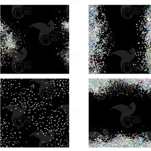 Black Holographic Glitter Digital Paper, Seamless Backgrounds With Holo ...