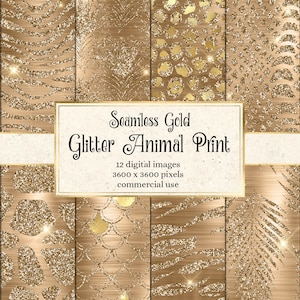 Gold Glitter Animal Print Digital Paper - Seamless Glam Luxury Textures ...