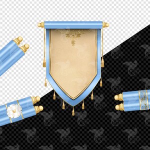 Baby Blue Scrolls Clipart - Digital Tapestry Clip Art for Magic Fantasy ...