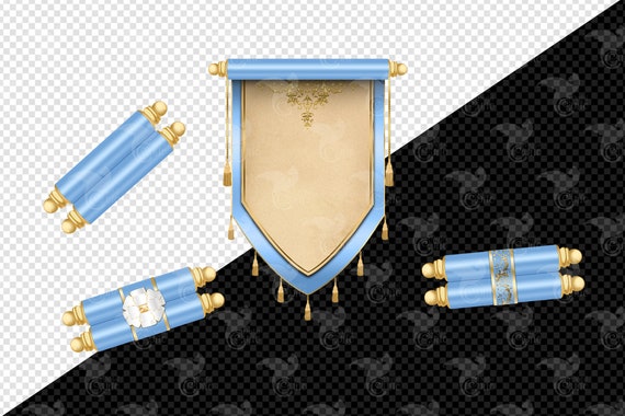 Simple Scroll Clip Art Blue
