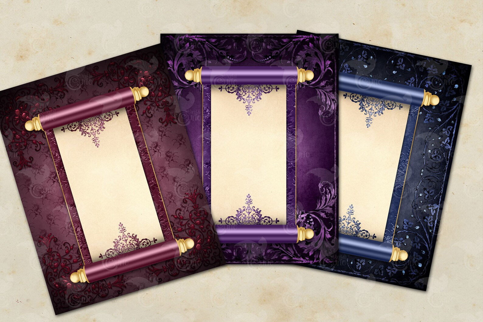 Ornate Scroll Backgrounds Printable Digital Paper Fantasy - Etsy