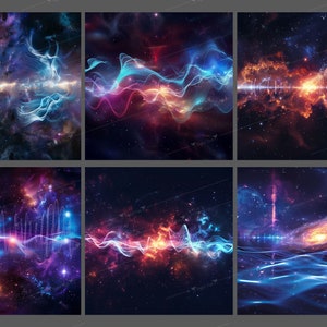 Cosmic Sound Waves Digital Paper, Nebula Galaxy Backgrounds (digital ...